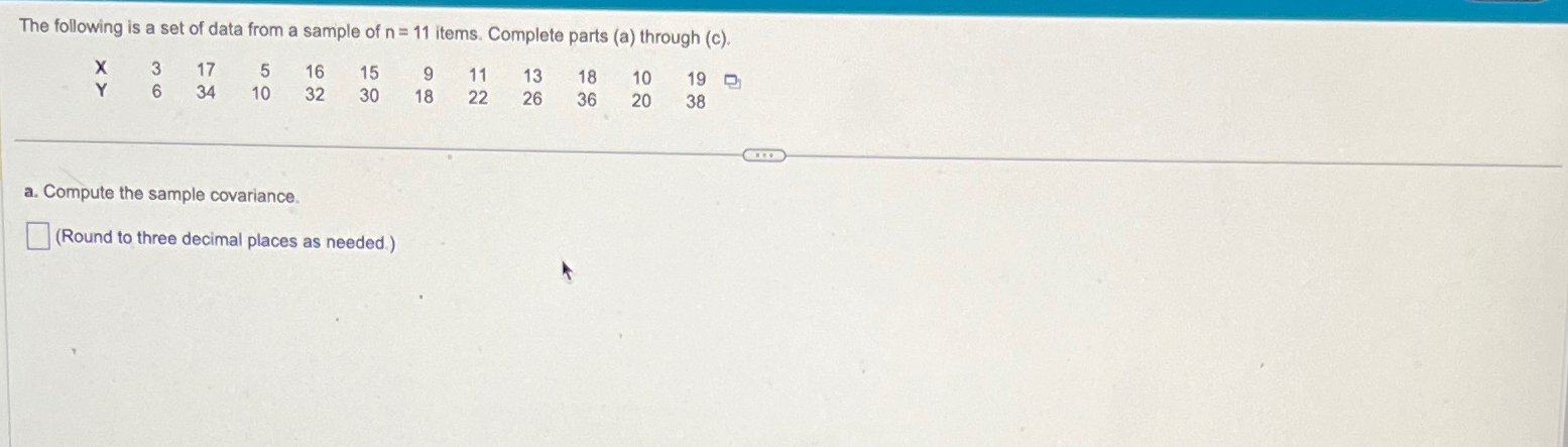 Solved The following is a set of data from a sample of n=11 | Chegg.com