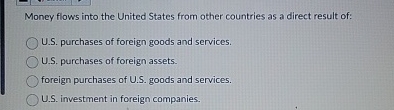 Solved Money flows into the United States from other | Chegg.com