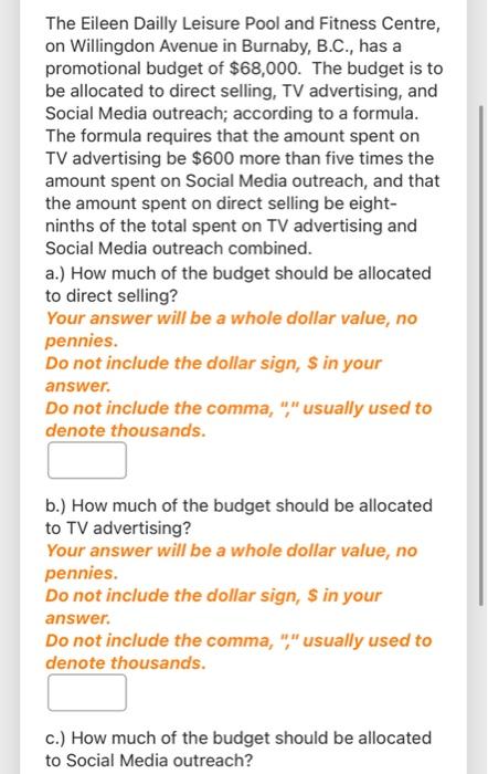 Solved The Eileen Dailly Leisure Pool and Fitness Centre, on | Chegg.com