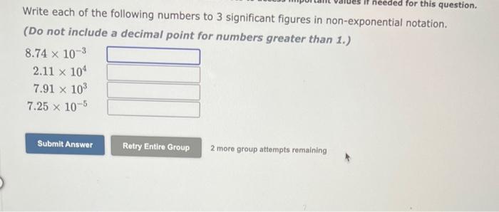 Write each of the following numbers to 3 significant | Chegg.com