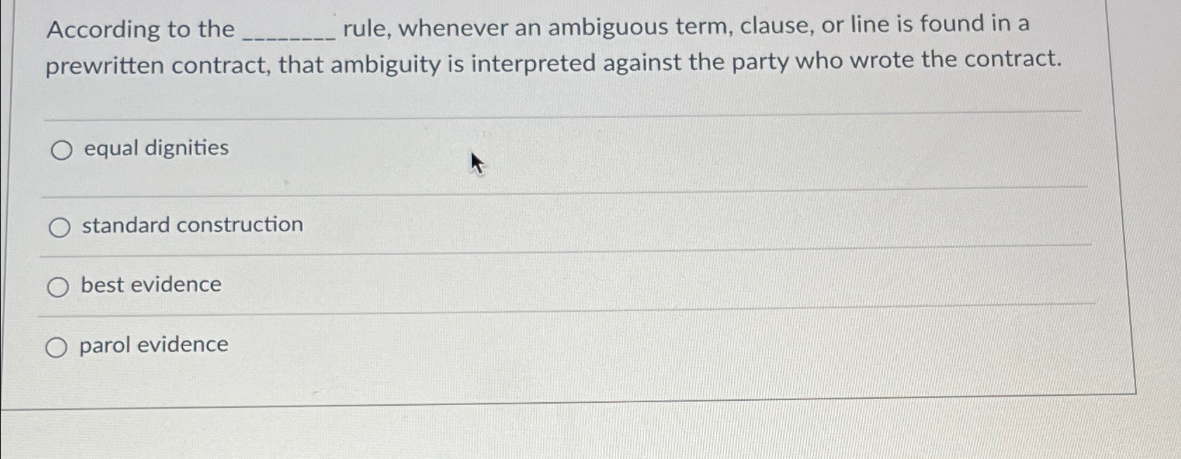 Solved According to the rule, whenever an ambiguous term, | Chegg.com