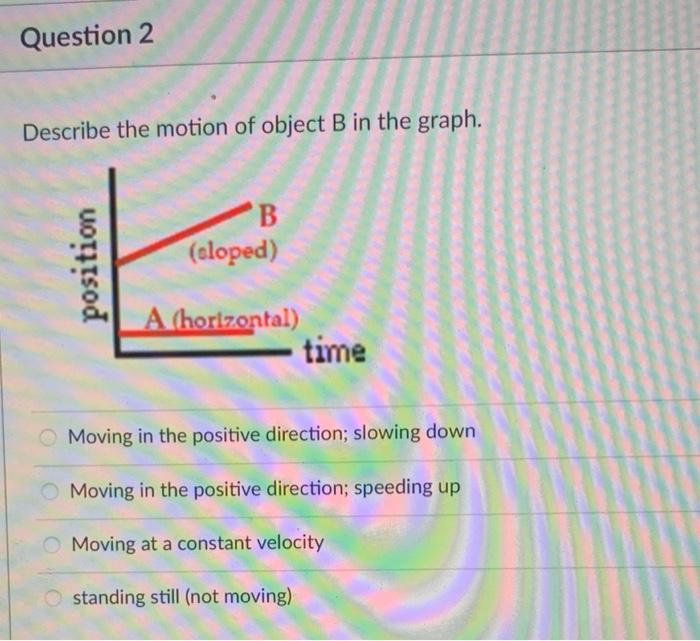 Solved Describe the motion of Object A in the graph. Moving | Chegg.com
