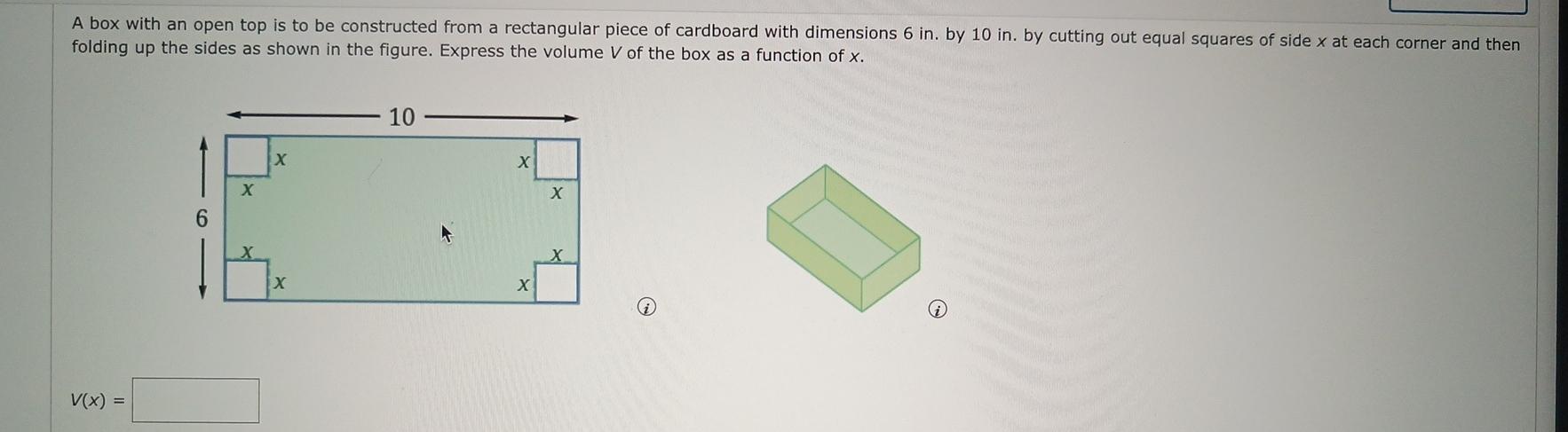 Solved A box with an open top is to be constructed from a | Chegg.com
