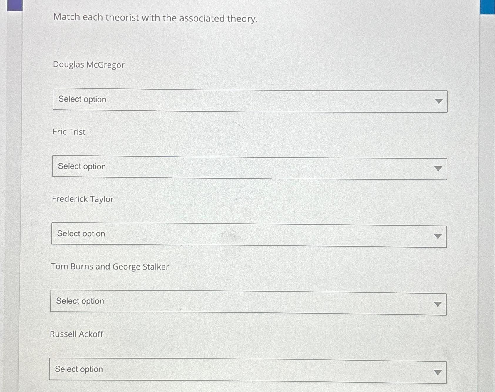 Solved Match each theorist with the associated | Chegg.com