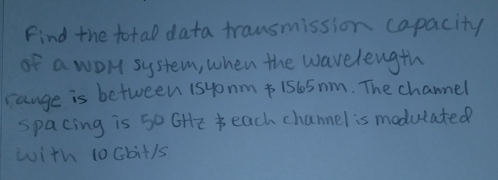 Solved find the total data transmission capacity of a NDM | Chegg.com