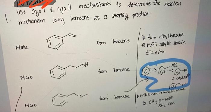 Solved determine the reaction mechanism using benzene as a | Chegg.com