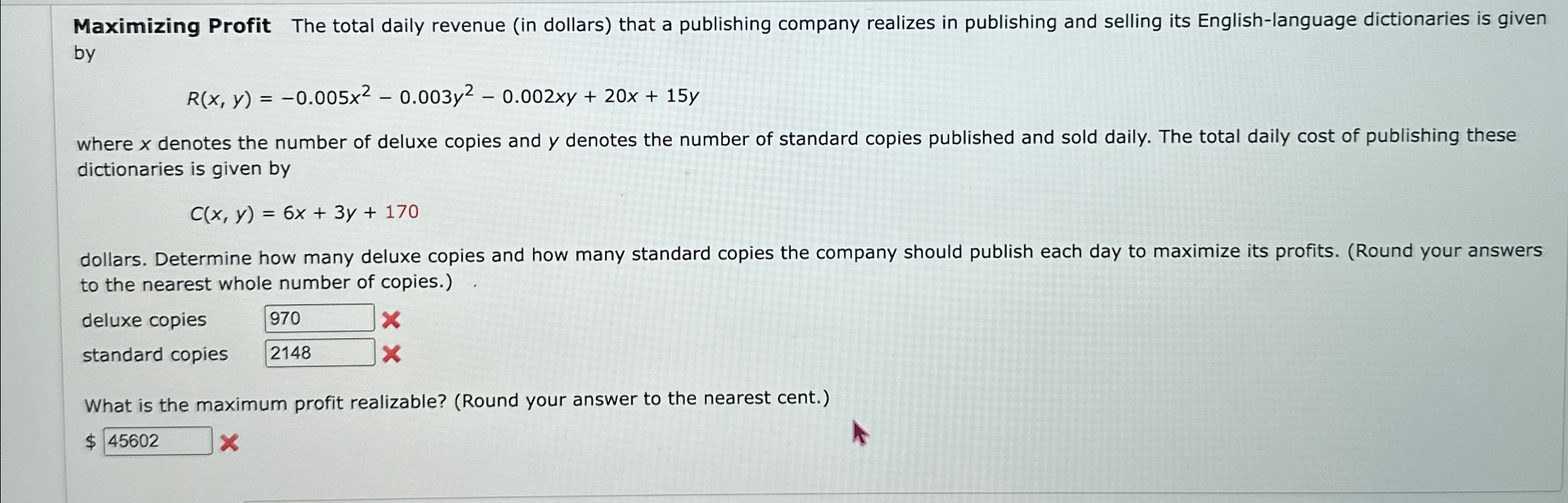 Solved Maximizing Profit The total daily revenue (in | Chegg.com