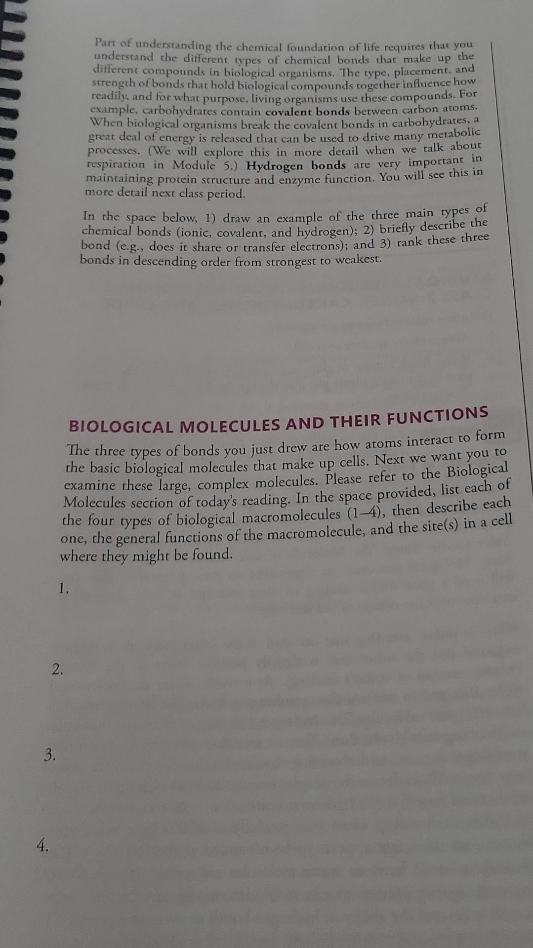 Solved Part of understanding the chemical foundation of life | Chegg.com