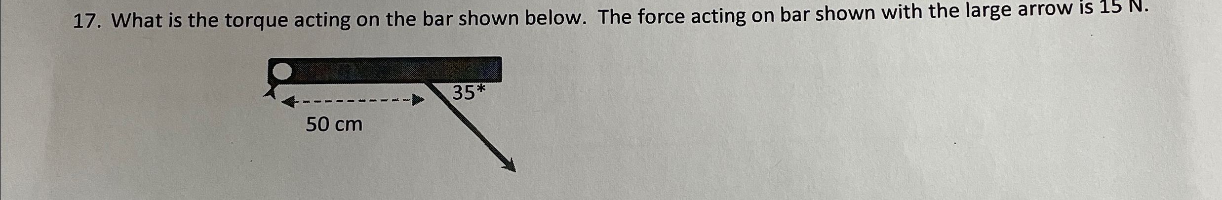 Solved What Is The Torque Acting On The Bar Shown Below The