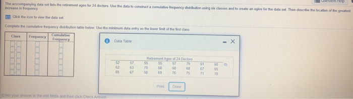Solved The accompanying data set lists the retirement ages | Chegg.com