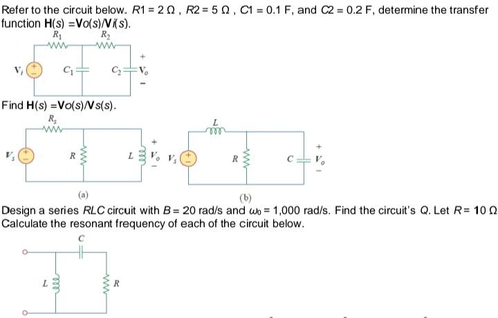 Solved Refer to the circuit below. R1=2Ω,R2=5Ω,C1=0.1F, ﻿and | Chegg.com
