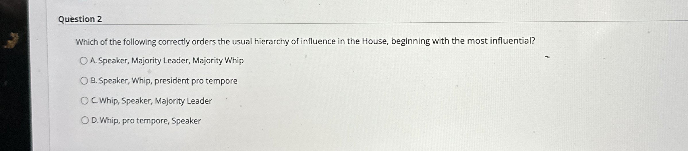 Solved Question 2Which of the following correctly orders the | Chegg.com