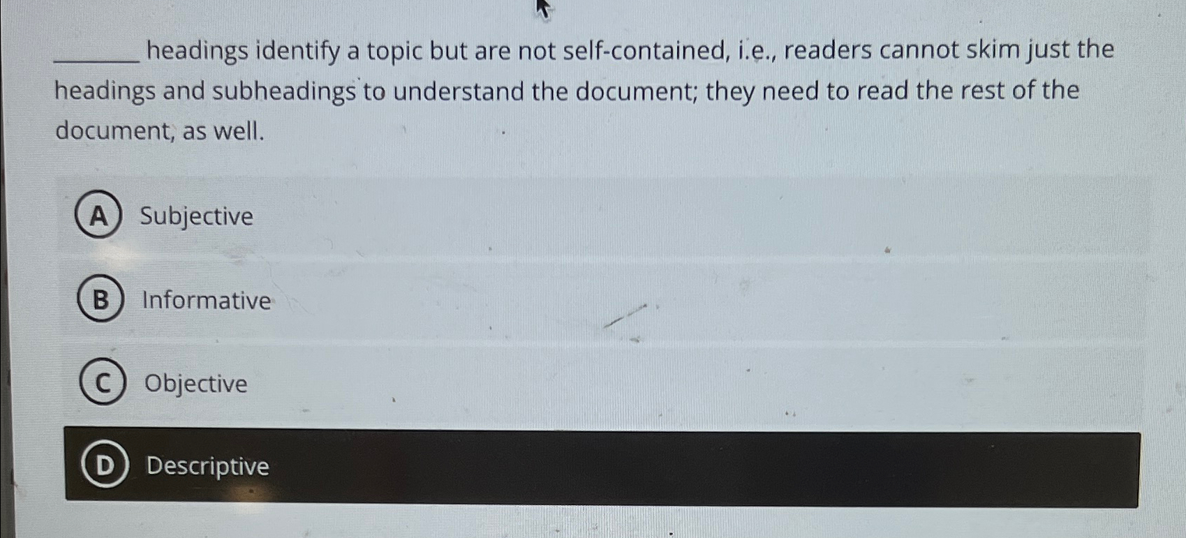 Solved headings identify a topic but are not self-contained, | Chegg.com