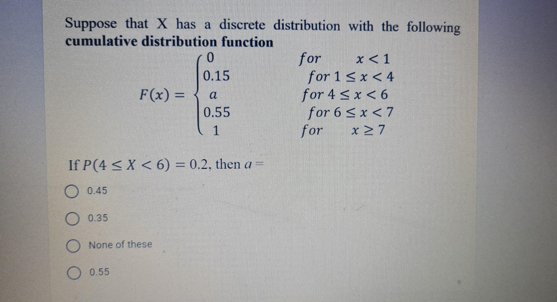 Solved Suppose that X has a discrete distribution with the | Chegg.com