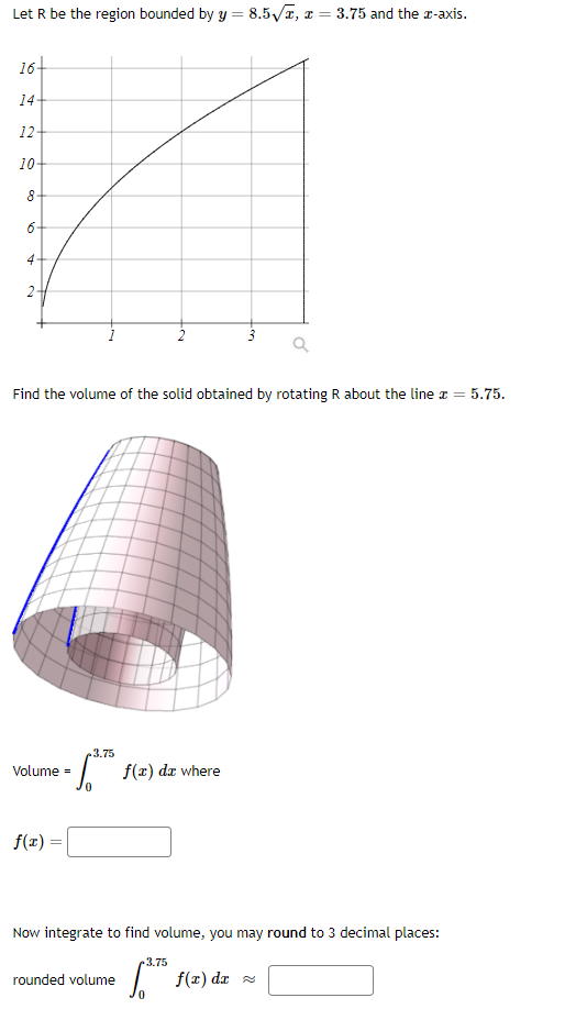 Solved Let R ﻿be the region bounded by y=8.5x2,x=3.75 ﻿and | Chegg.com