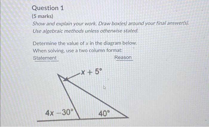Solved Question 1 (5 marks) Show and explain your work. Draw | Chegg.com