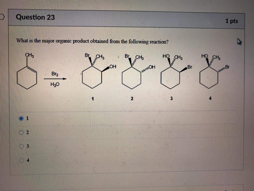 Solved Question 23 1 pts What is the major organic product | Chegg.com