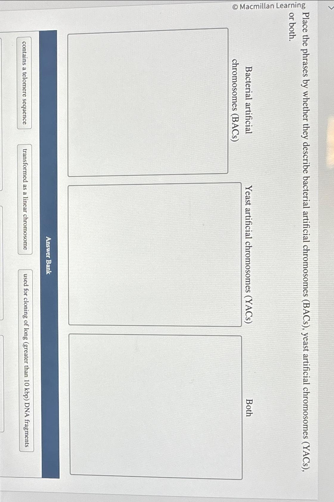 Solved Place the phrases by whether they describe bacterial | Chegg.com