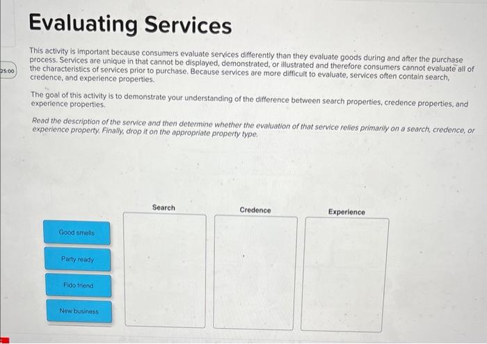 Solved Evaluating Services This activity is important | Chegg.com