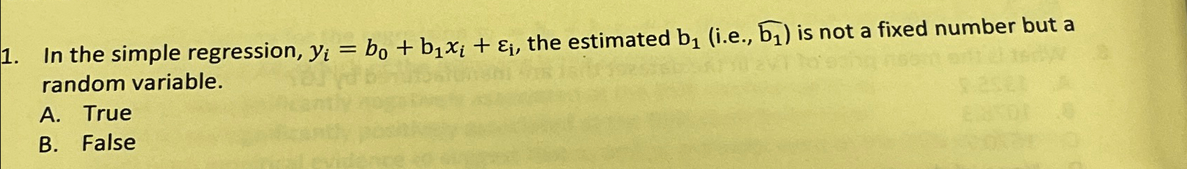 Solved In the simple regression, yi=b0+b1xi+εi, ﻿the | Chegg.com