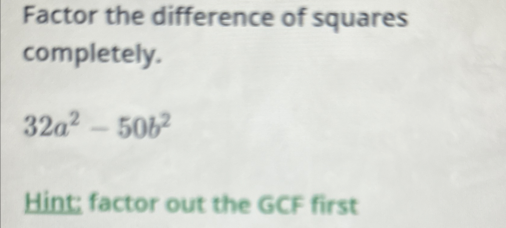 Solved Factor the difference of squares | Chegg.com Solved Factor the difference of squares | Chegg.com