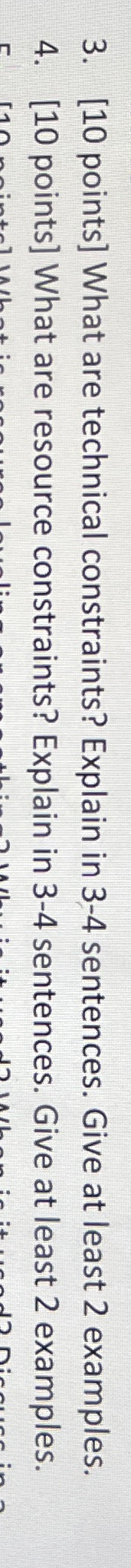 Solved [10 ﻿points] ﻿What are technical constraints? Explain | Chegg.com