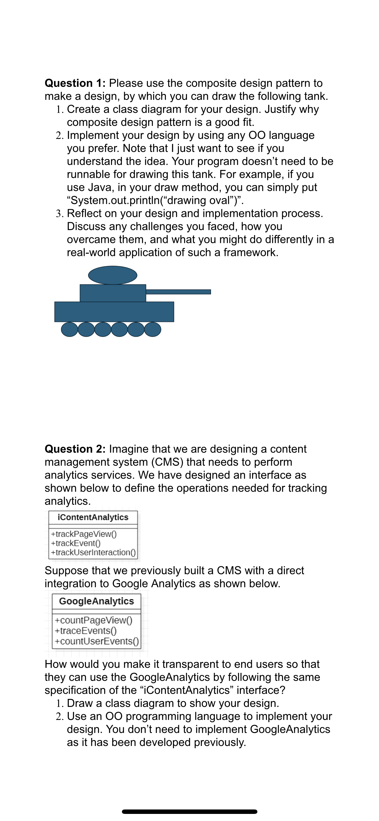 Solved Question 1 Please Use The Composite Design Pattern