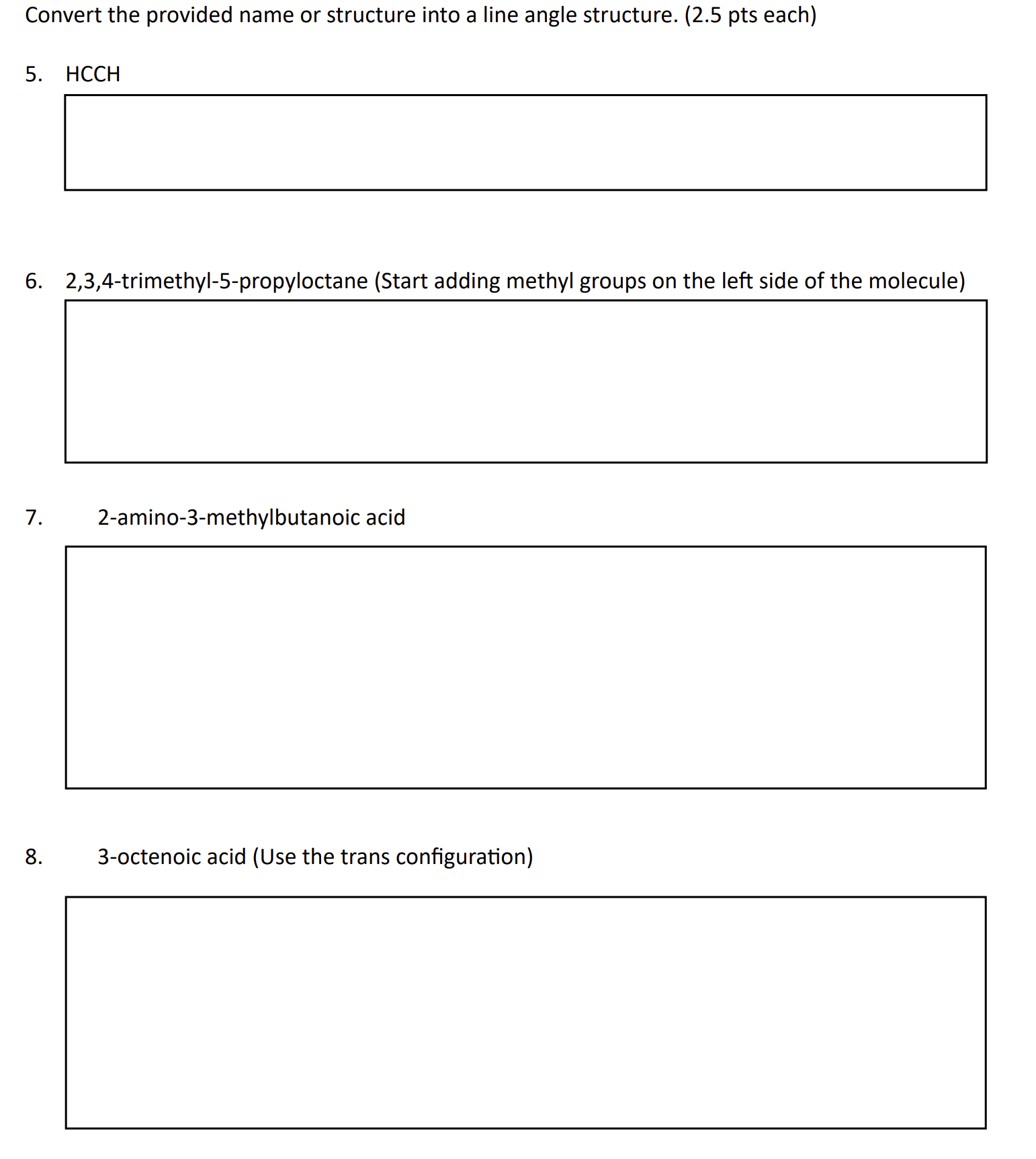 Solved Convert the provided name or structure into a line | Chegg.com