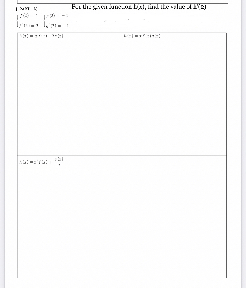 Solved [ ﻿PART A]For the given function h(x), ﻿find the | Chegg.com