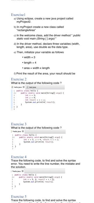 Solved 7 Exercise 5 Trace the following code, to find and | Chegg.com