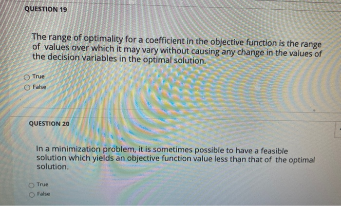 Solved QUESTION 19 The range of optimality for a coefficient | Chegg.com