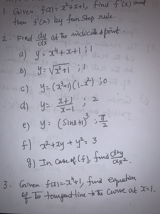 Solved Given f(x)=x^2+x+1, find f^1(x) and then f^1(2) by | Chegg.com