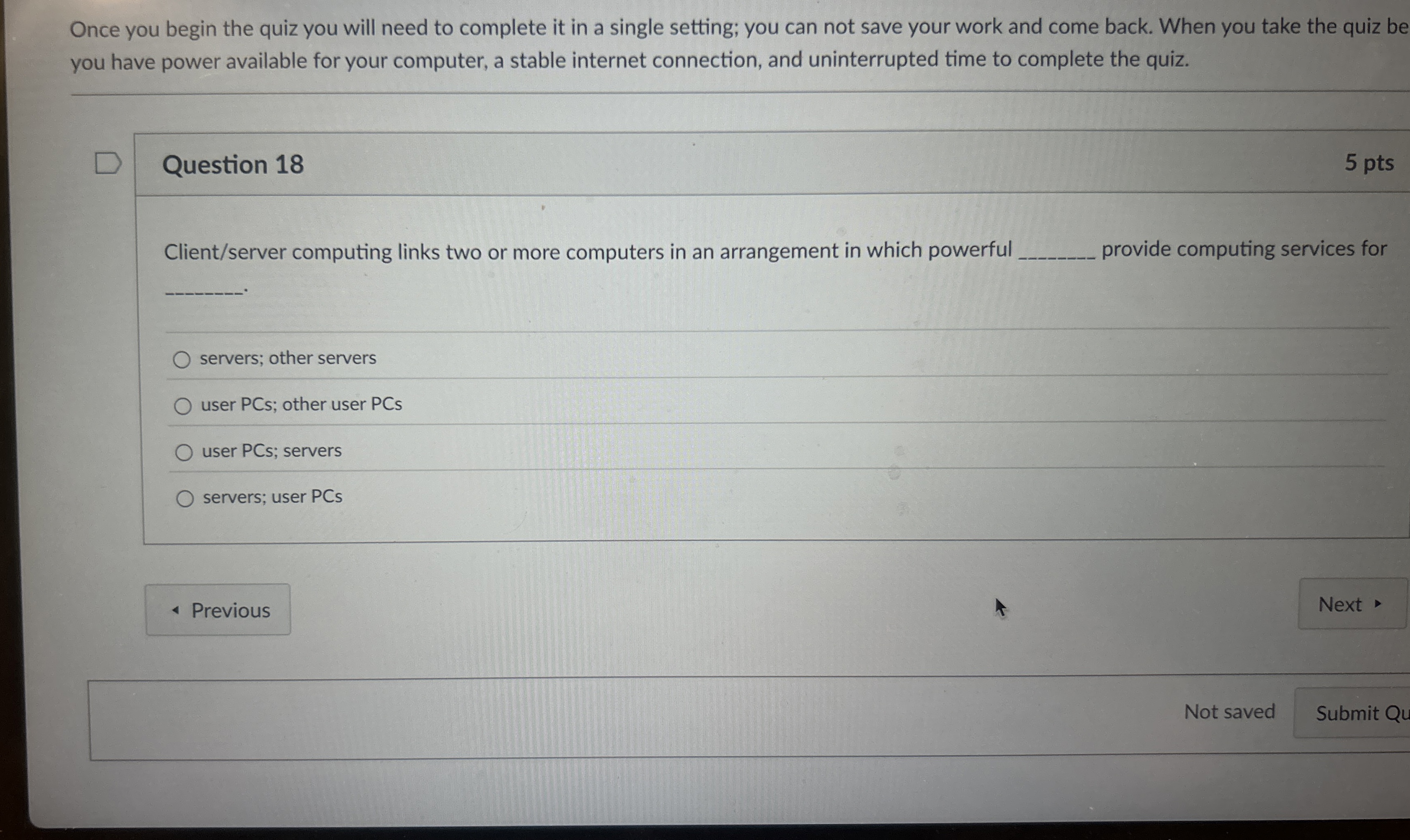 Solved Question 18Client/server computing links two or more | Chegg.com