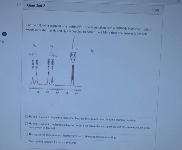 [solved] For The Following Segment Of A Proton Nmr Spectru