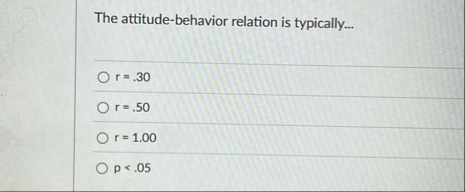Solved The attitude-behavior relation is | Chegg.com