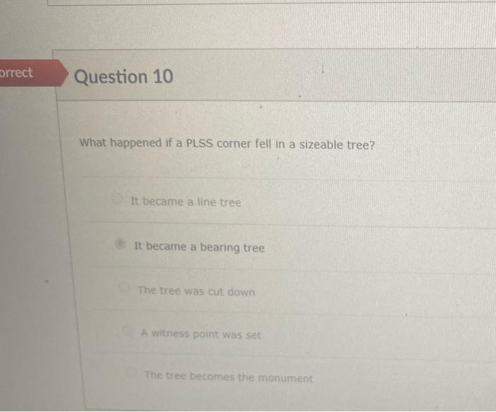 Solved brrect Question 10 What happened if a PLSS corner | Chegg.com