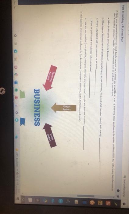 Part 1: Building a Business Plan BUSINESS PLAN | Chegg.com