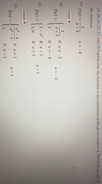 Solved 19, 20, 21, 22, 23, and 24 Explain why the function | Chegg.com