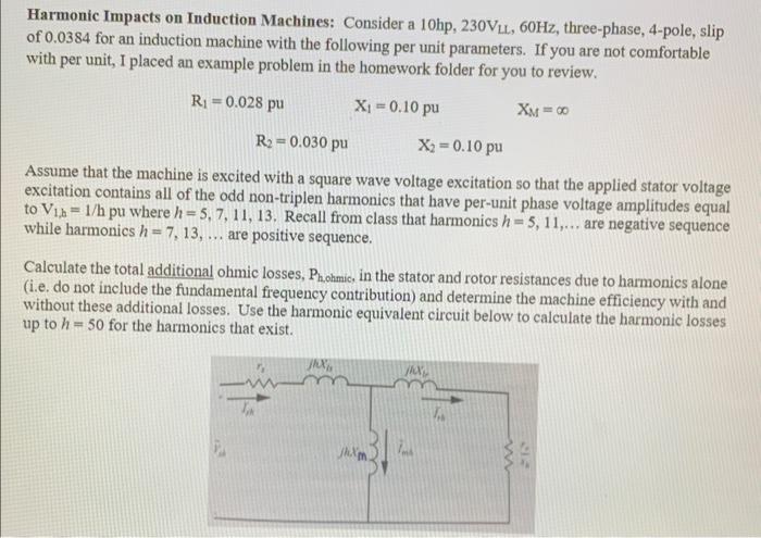 Solved Harmonic Impacts on Induction Machines: Consider a | Chegg.com