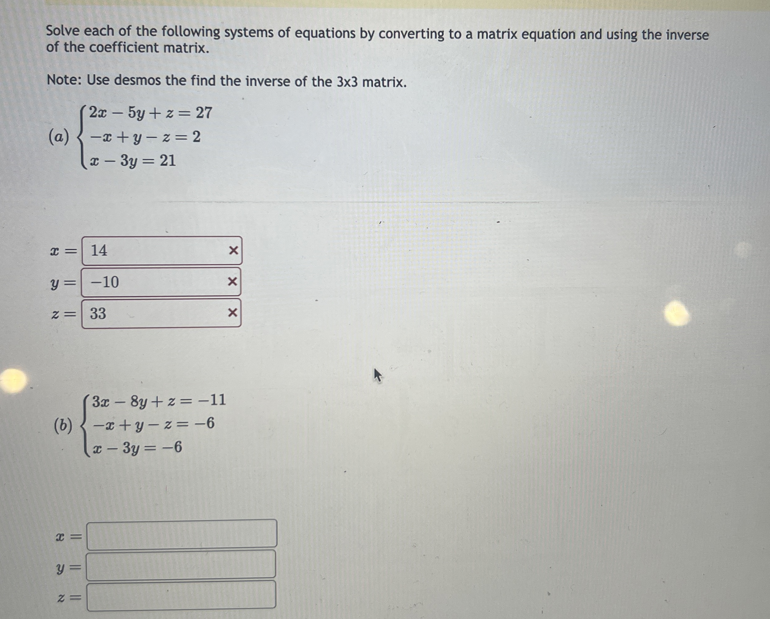 Solve each of the following systems of equations by | Chegg.com
