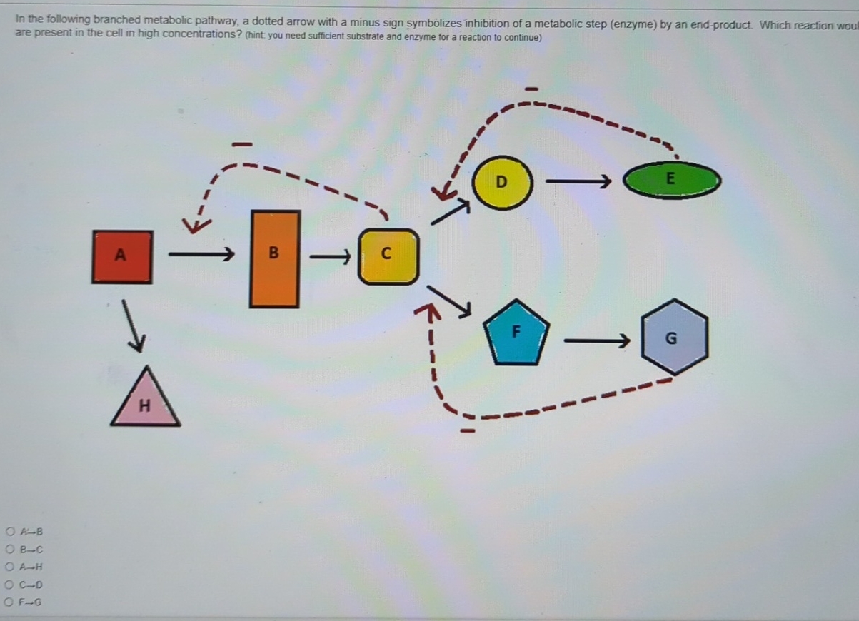 Solved In the following branched metabolic pathway, a dotted | Chegg.com