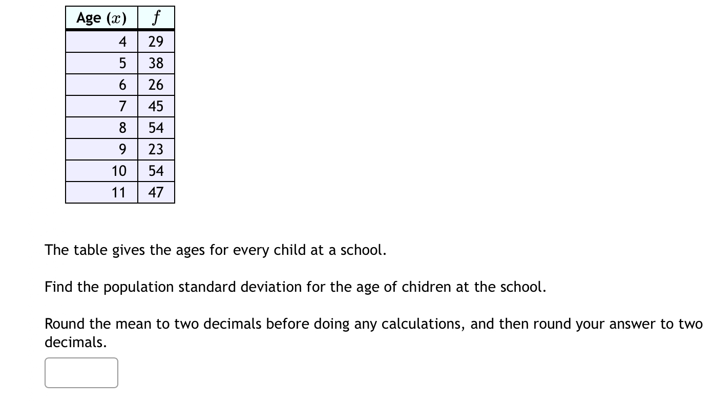 Solved The table gives the ages for every child at a | Chegg.com