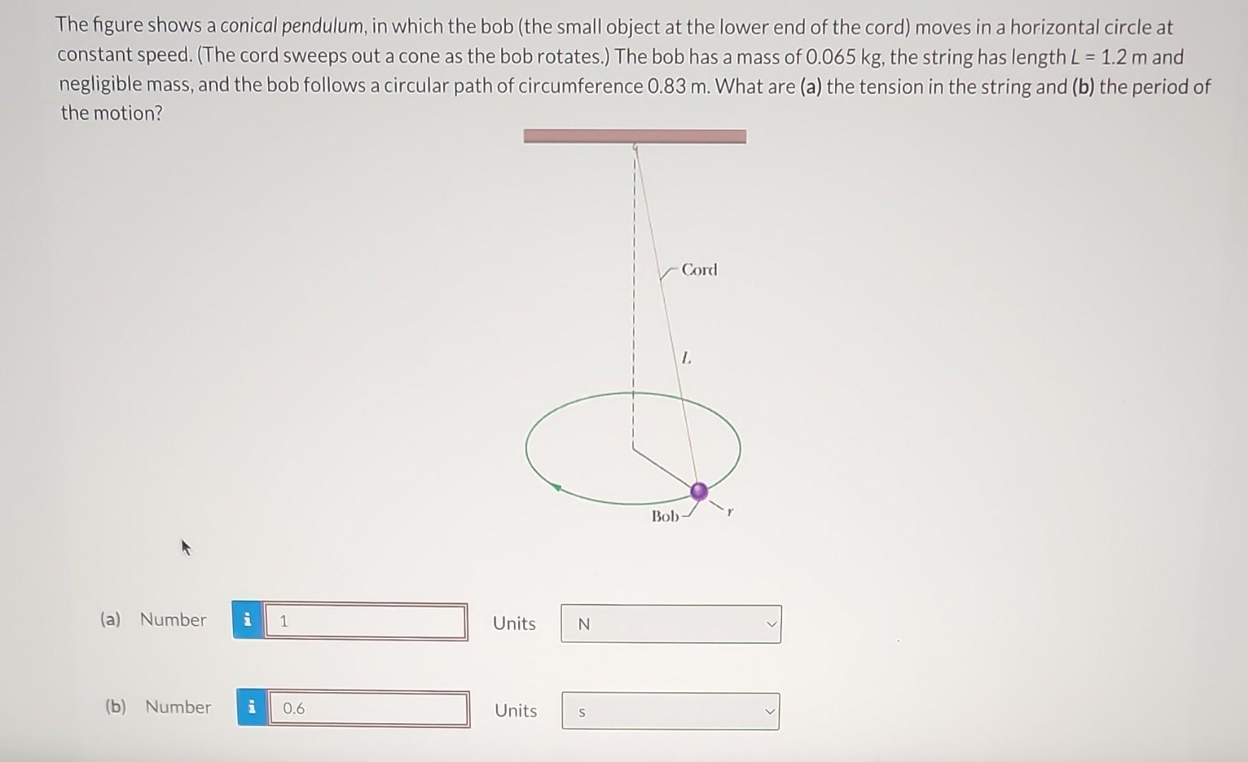 Solved The figure shows a conical pendulum, in which the bob | Chegg.com