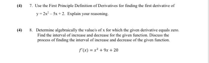 Solved (4) 7. Use the First Principle Definition of | Chegg.com