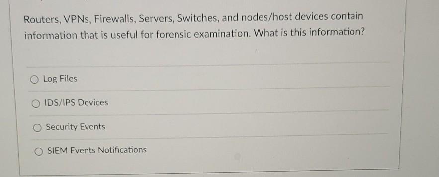 Solved Routers, VPNs, Firewalls, Servers, Switches, and | Chegg.com