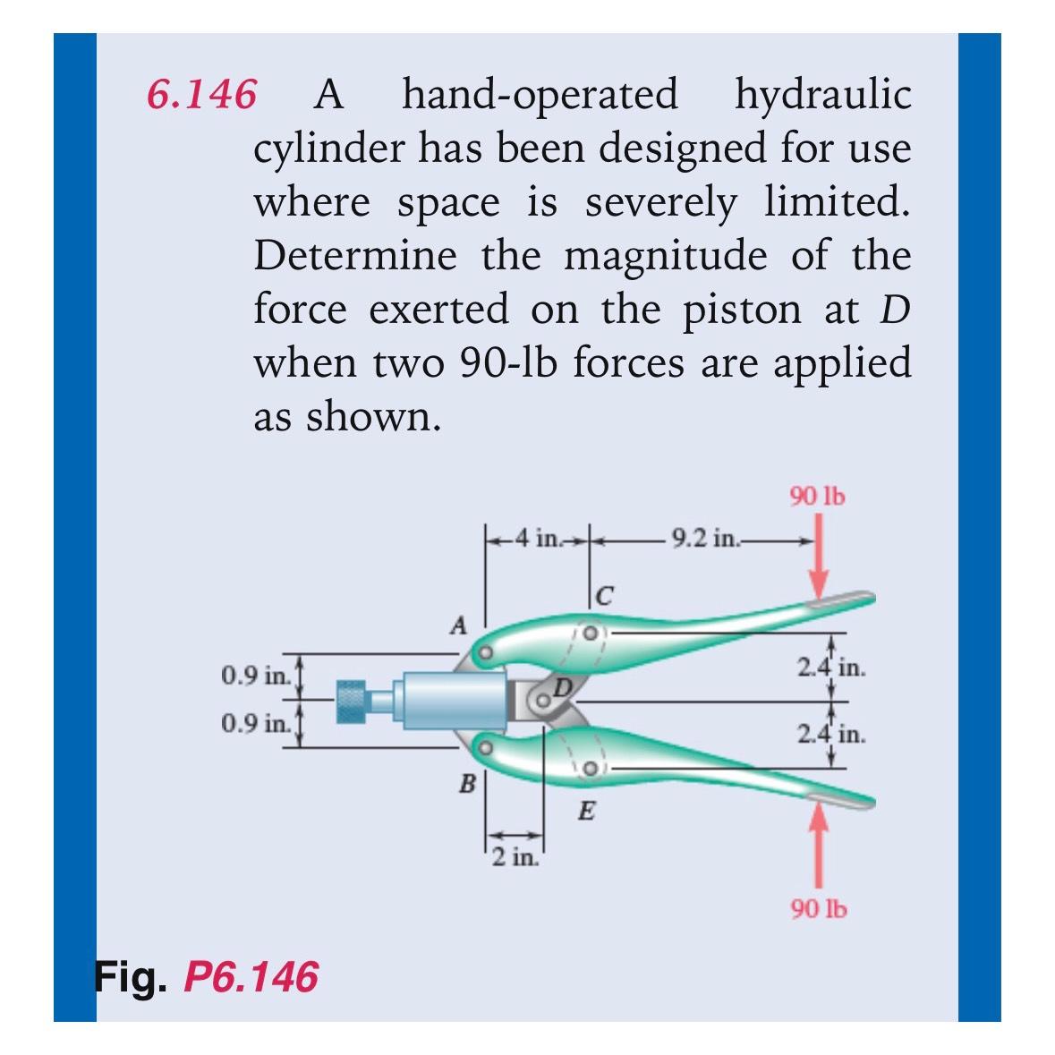 Solved 6.146 ﻿A hand-operated hydraulic cylinder has been | Chegg.com