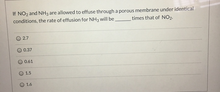 Solved If NO2 and NH3 are allowed to effuse through a porous | Chegg.com