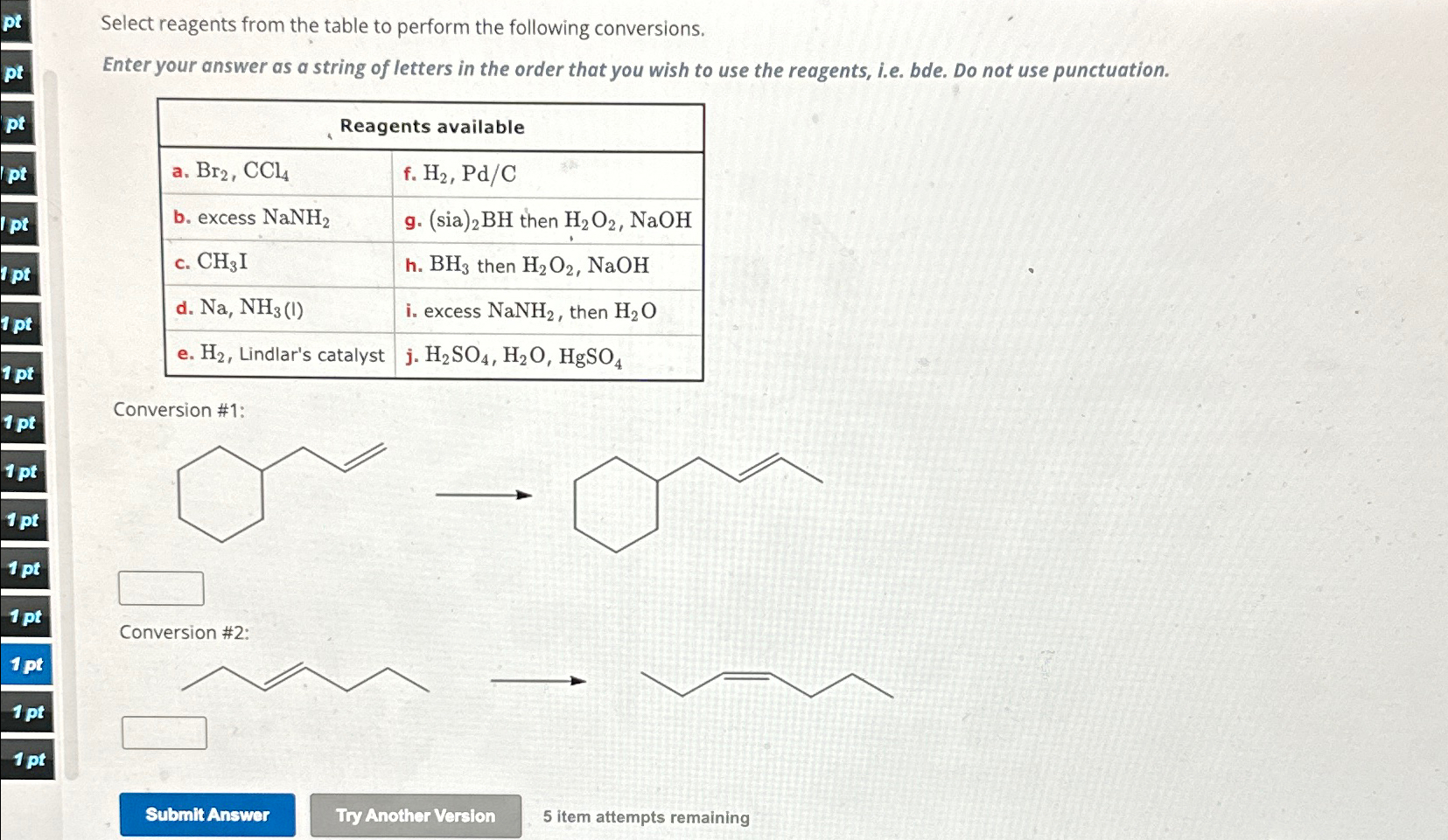 Solved Select reagents from the table to perform the | Chegg.com