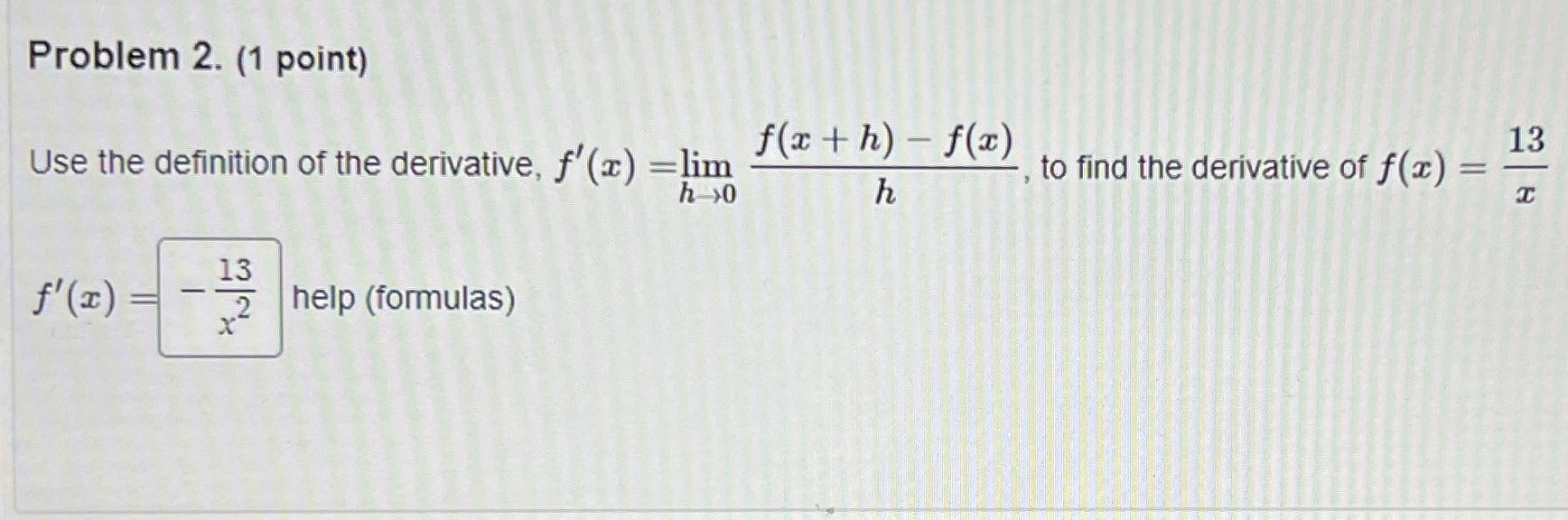 Solved Problem 2. (1 ﻿point)Use the definition of the | Chegg.com