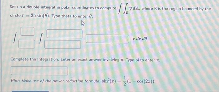 Solved Set up a double integral in polar coordinates to | Chegg.com